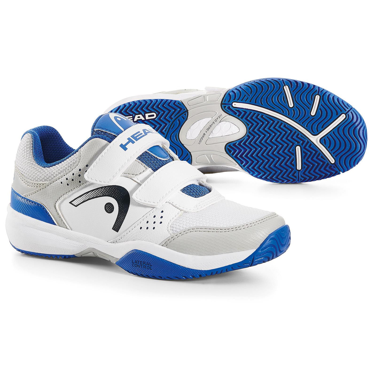 Head Kids Lazer Velcro Junior Tennis Shoes - White/Blue - Tennisnuts.com